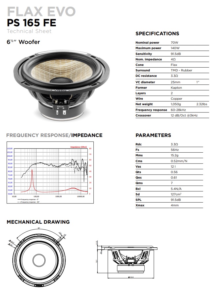 Focal PS165FE Flax EVO 2-Wege 16,5 cm Komponenten Lautsprecher Set